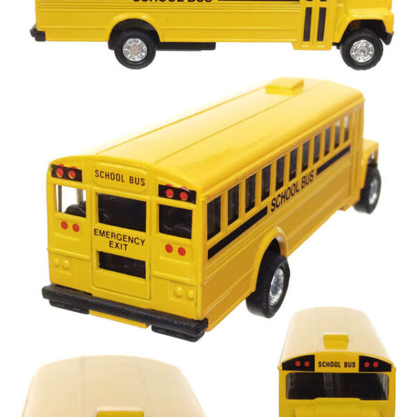 Yellow School Bus 1970s Pull Back Die Cast - Tin Toy Arcade