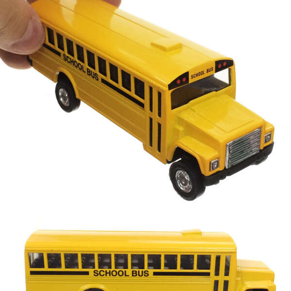 Yellow School Bus 1970s Pull Back Die Cast - Tin Toy Arcade