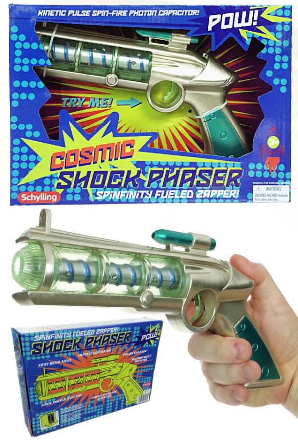 Cosmic Shock Phaser Ray Gun with Lights - Tin Toy Arcade