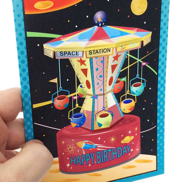 Space Station Birthday Card Illustrated Ride - Tin Toy Arcade