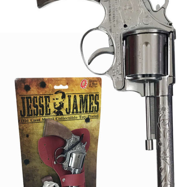 Jesse James Toy Pistol 12 Shot Ring Cap Gun Die Cast - Tin Toy Arcade