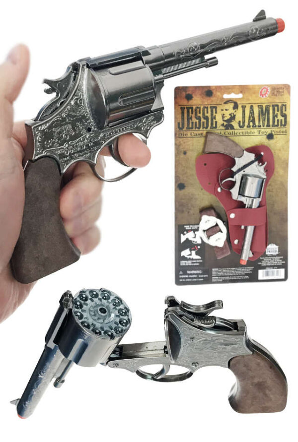 Jesse James Toy Pistol 12 Shot Ring Cap Gun Die Cast - Tin Toy Arcade