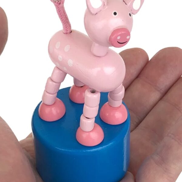 Cute Pink Pig Wooden Thumb Puppet Toy - Tin Toy Arcade