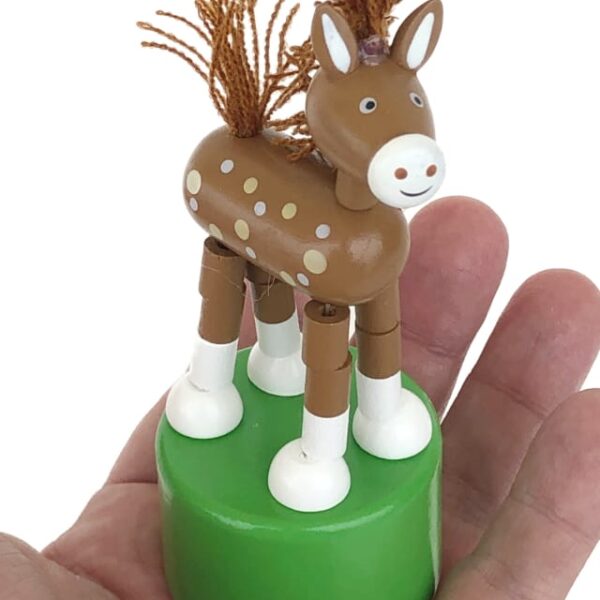 Cute Hairy Horse Wooden Thumb Puppet Toy - Tin Toy Arcade