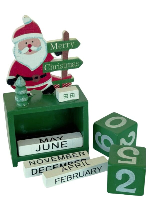 Christmas Countdown Calendar Santa Wooden 365 Days - Tin Toy Arcade