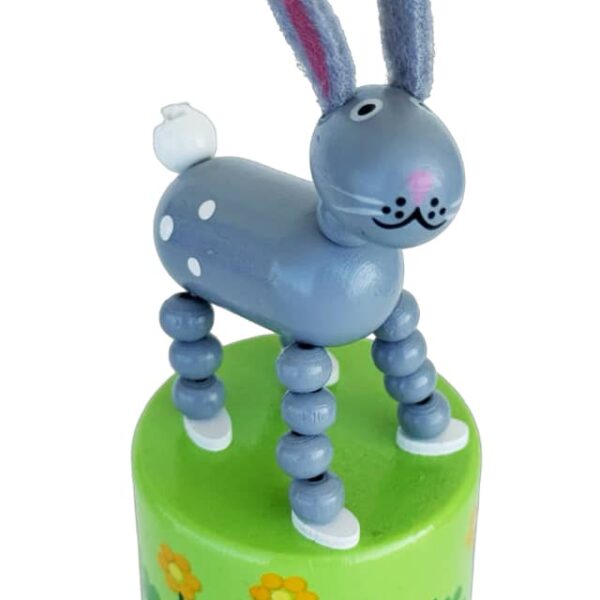 Cute Grey Bunny Wooden Thumb Puppet Toy - Tin Toy Arcade