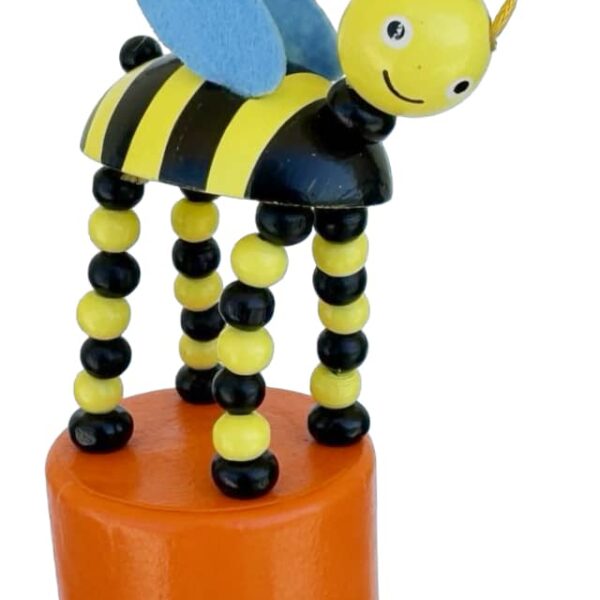 Honey Bee Wooden Thumb Puppet Happy Bug Toy - Tin Toy Arcade