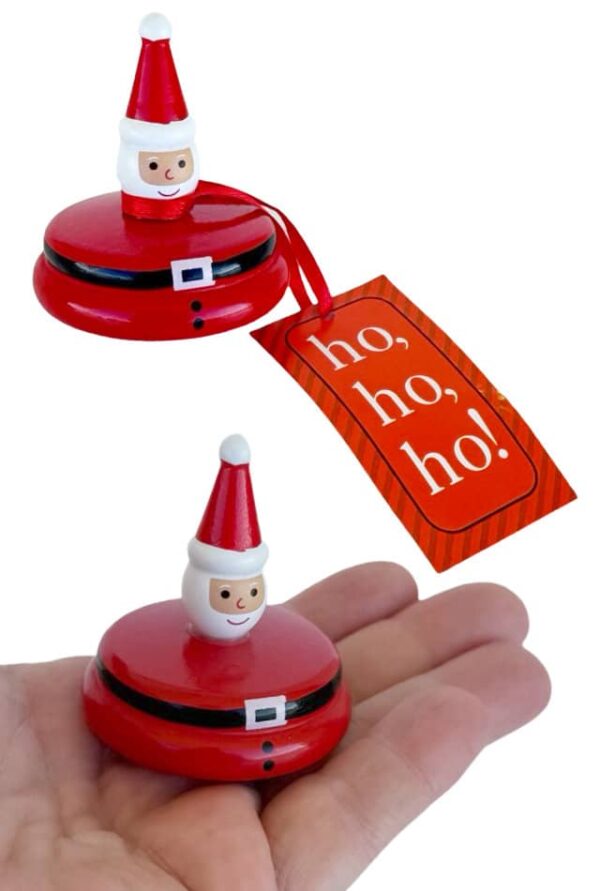 One Santa Wooden Top : Vintage Christmas : Spinning Toy - Tin Toy Arcade